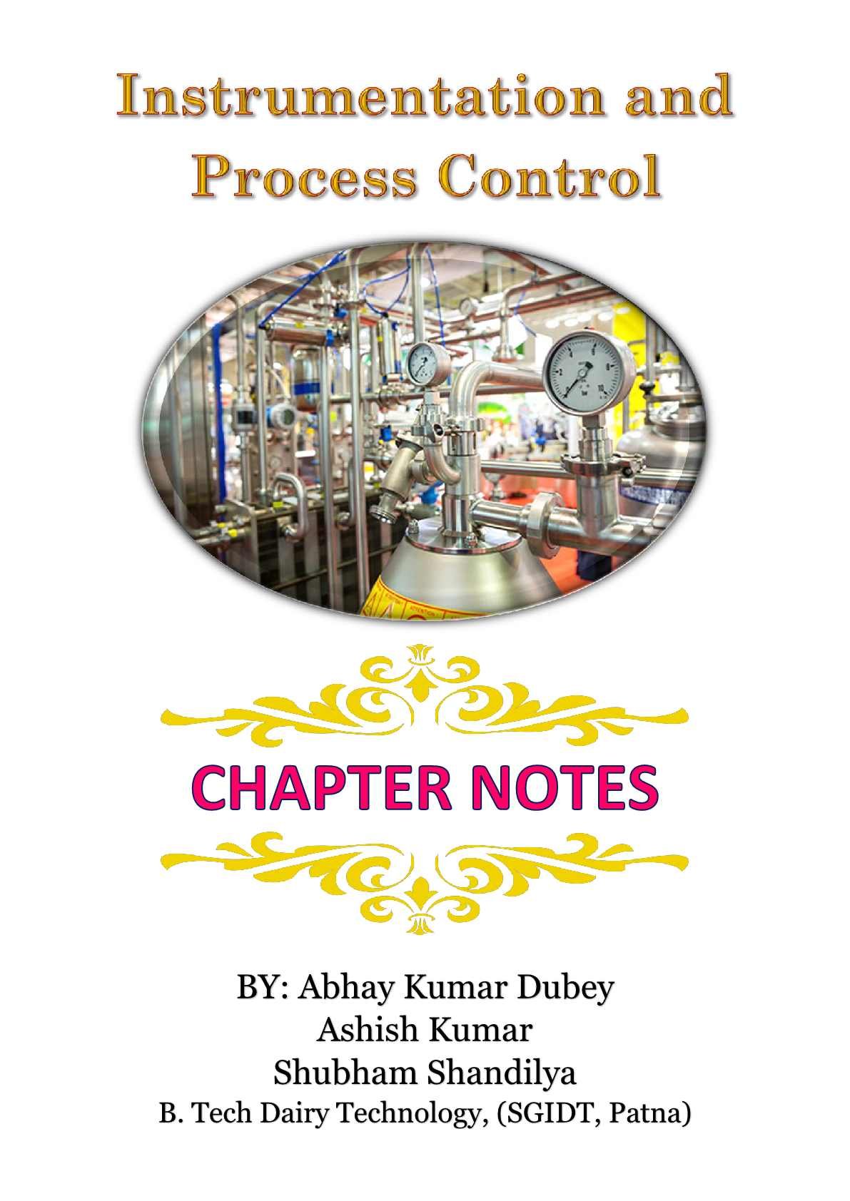 Instrumentation and Process Short Notes For Dairy & Food Technology ...